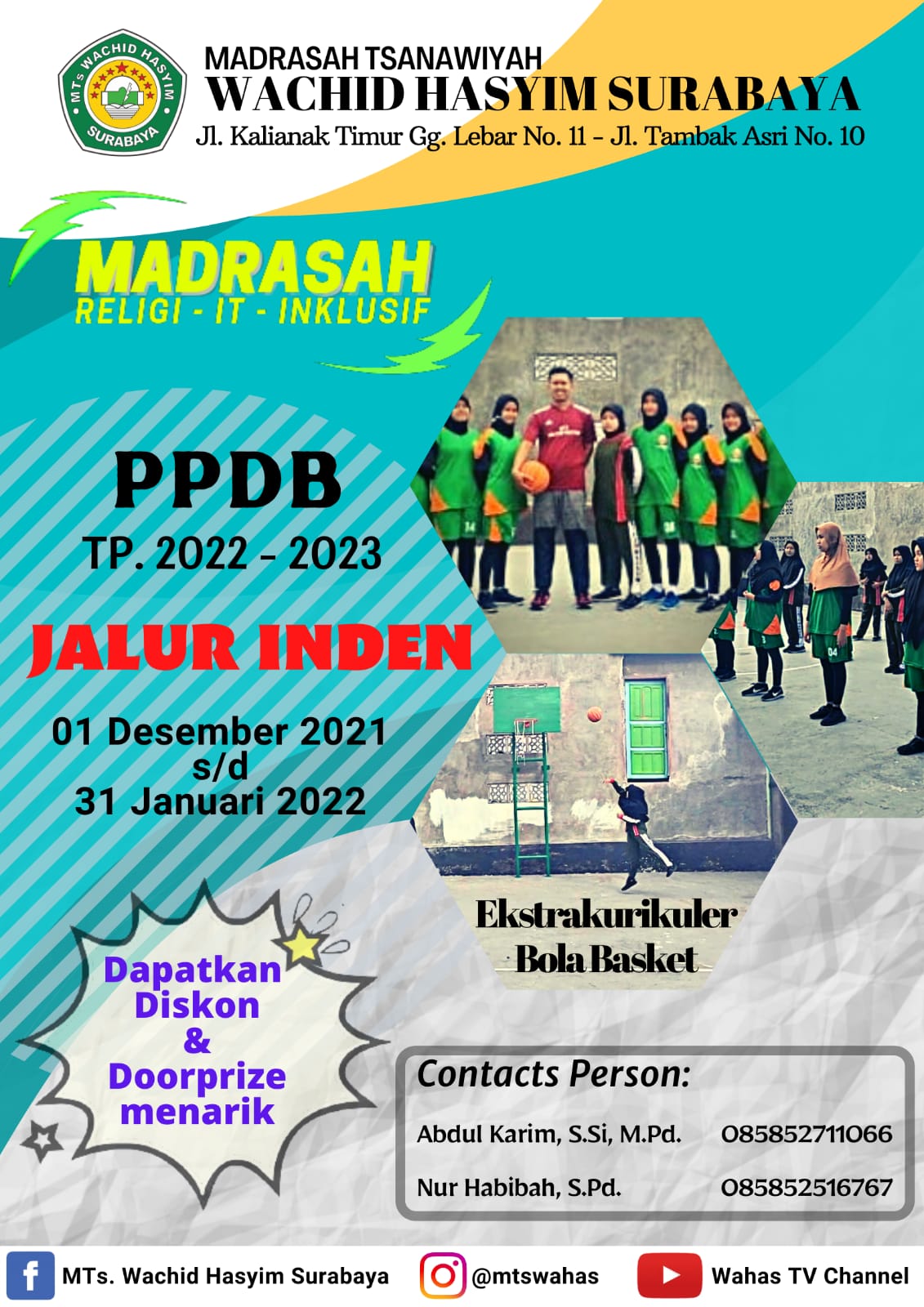 INFORMASI PPDB JALUR INDEN 2022-2023 – MTs. WACHID HASYIM SURABAYA