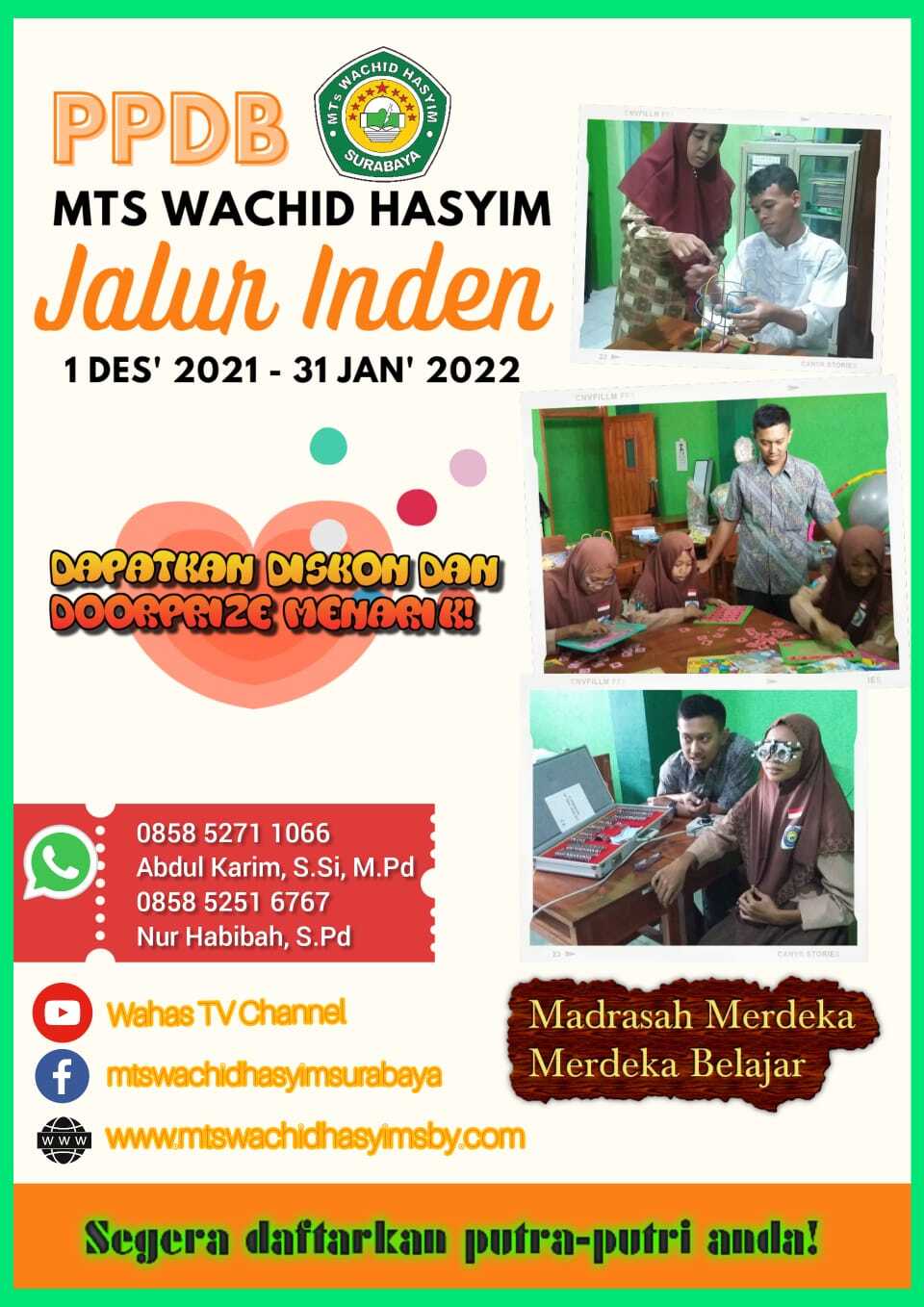 INFORMASI PPDB JALUR INDEN 2022-2023 – MTs. WACHID HASYIM SURABAYA