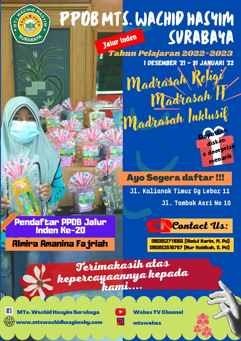 INFORMASI PPDB JALUR INDEN 2022-2023 – MTs. WACHID HASYIM SURABAYA
